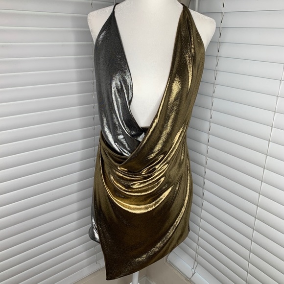 House of CB | Dresses | House Of Cb Silver And Gold Party Mini Dress ...